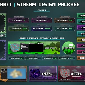 Animated Craft Twitch Overlay Package for Streamers | Retro Pixel ...
