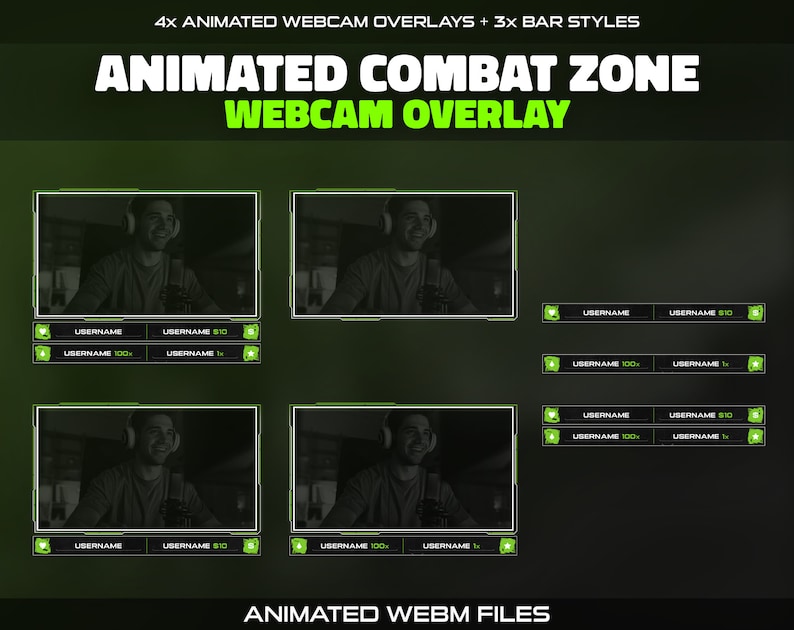 Animated Combat Zone Twitch Overlay Package for Streamers | Modern ...