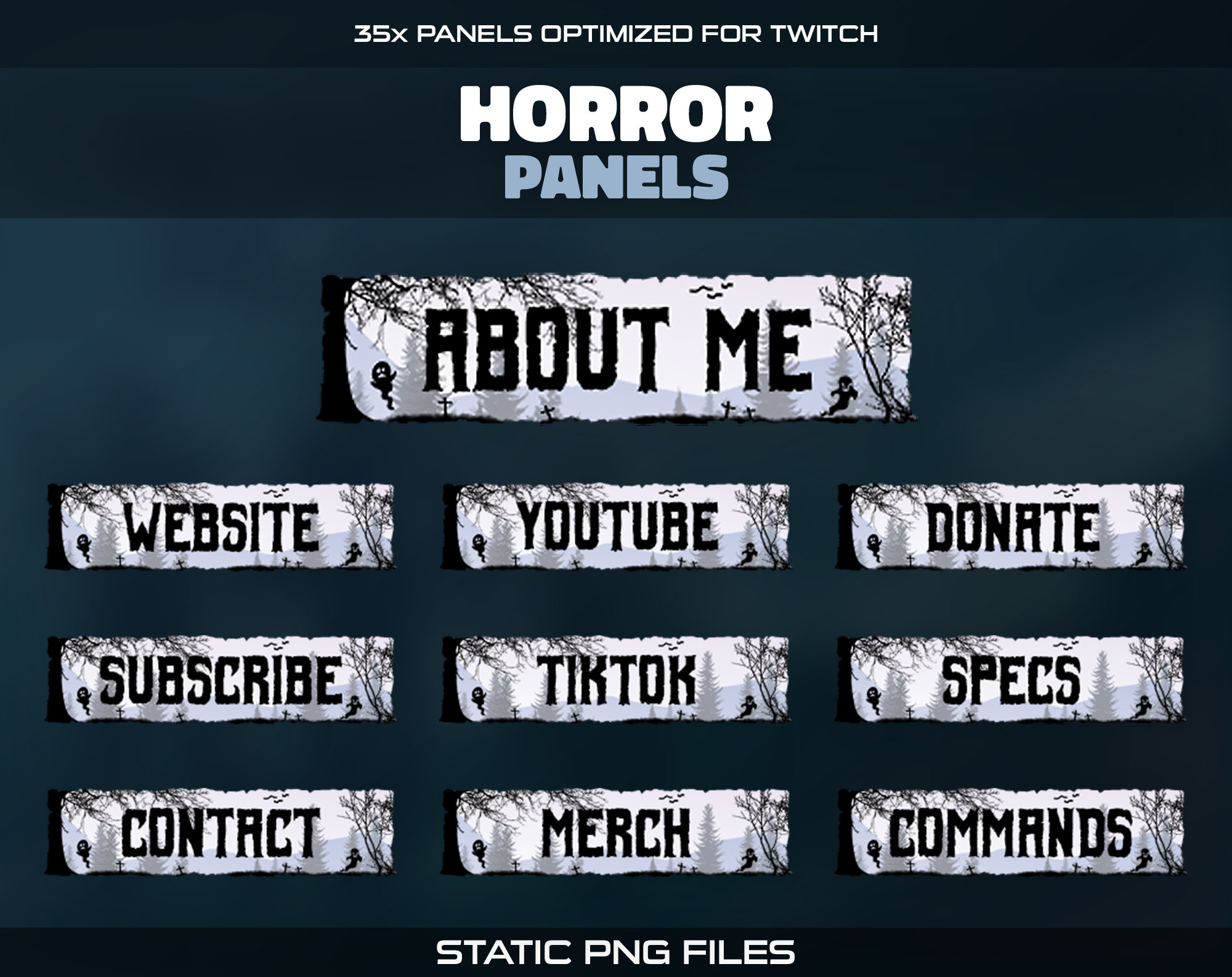 Horror Twitch Panels 35x Dark Forest Halloween Horror Stream Panels for ...