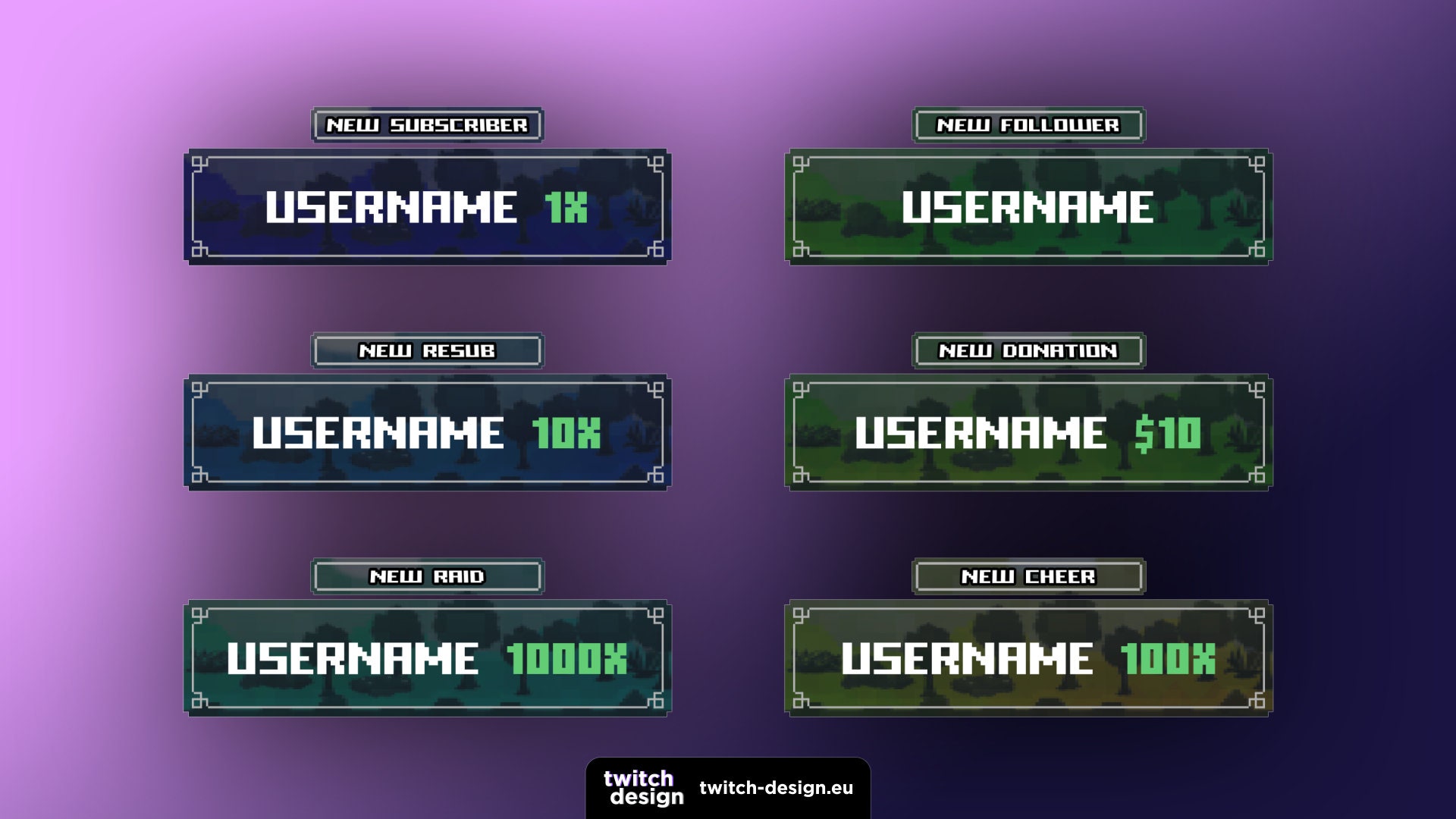 Animated Craft Twitch Stream Alerts 6x Alerts for Streamers Mine Retro ...