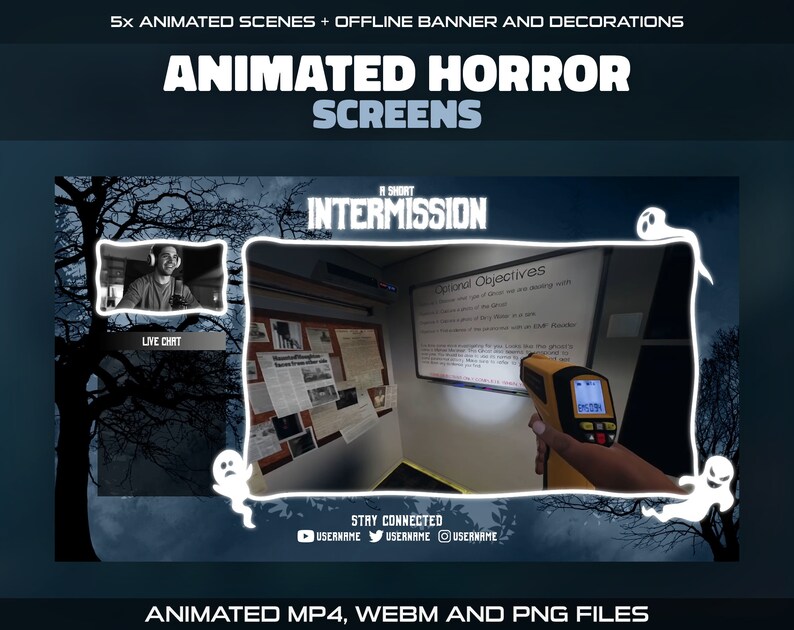Animated Horror Ghost Twitch Screens: Halloween Stream Overlay - Etsy