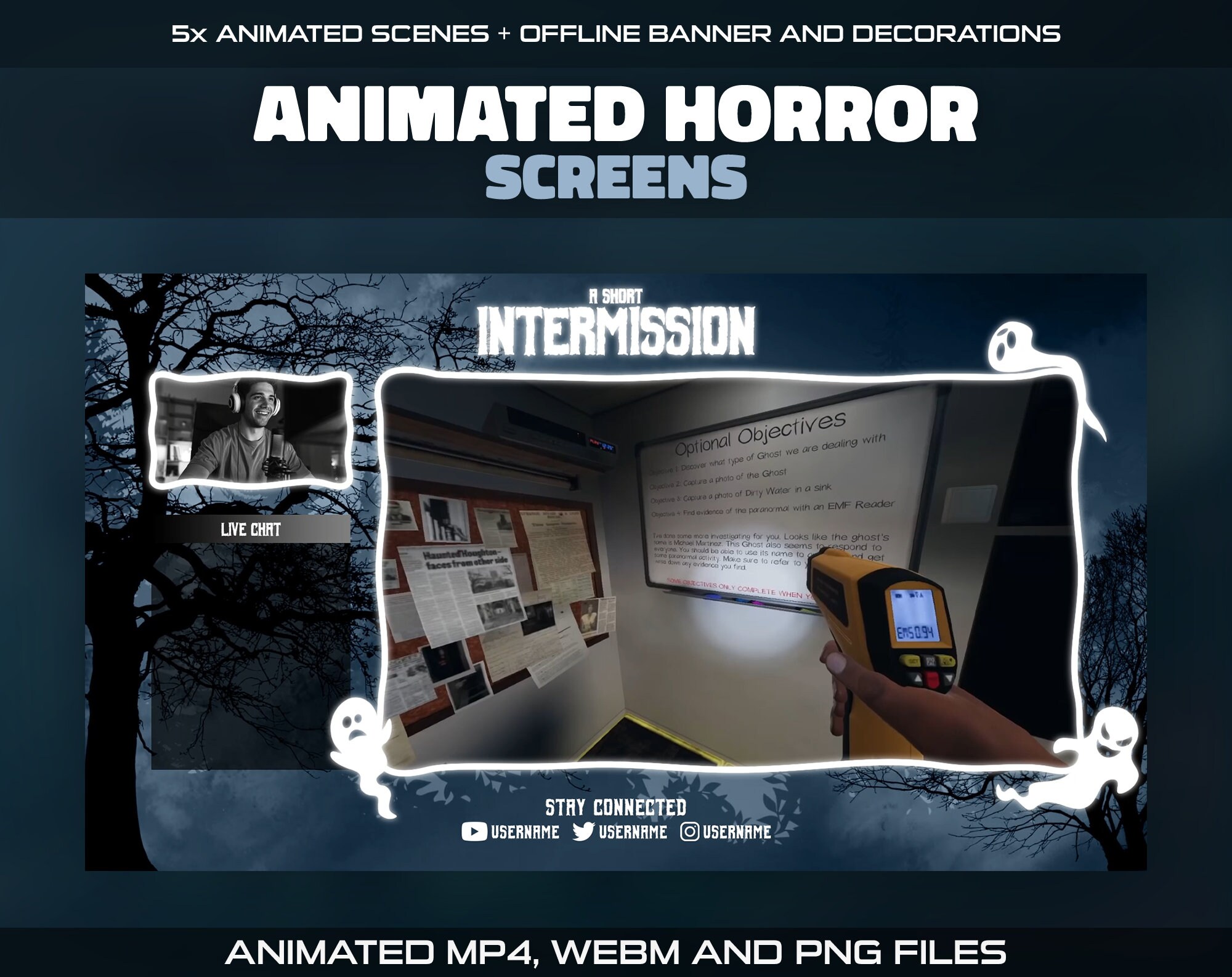 Animated Horror Ghost Twitch Screens: Halloween Stream Overlay - Etsy