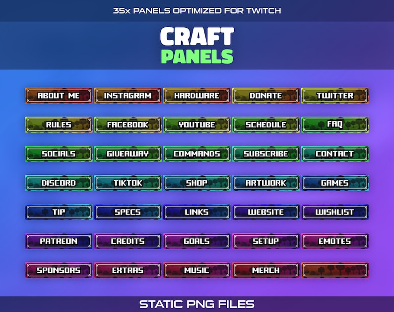 Retro Pixel Twitch Panels: 35x Stream Buttons (+PSD File) - Etsy