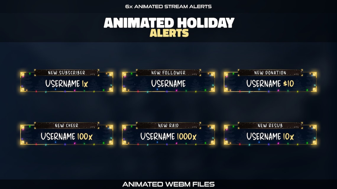 Holiday Twitch Stream Alerts | 6x Animated Cozy Christmas Alerts for ...