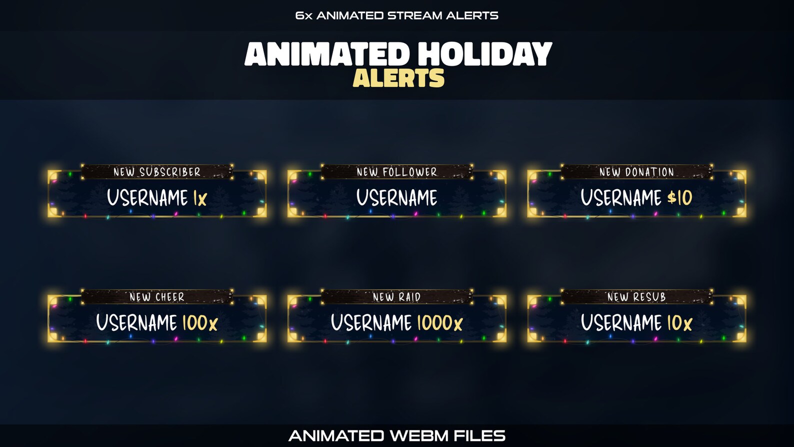 Holiday Twitch Stream Alerts | 6x Animated Cozy Christmas Alerts for ...