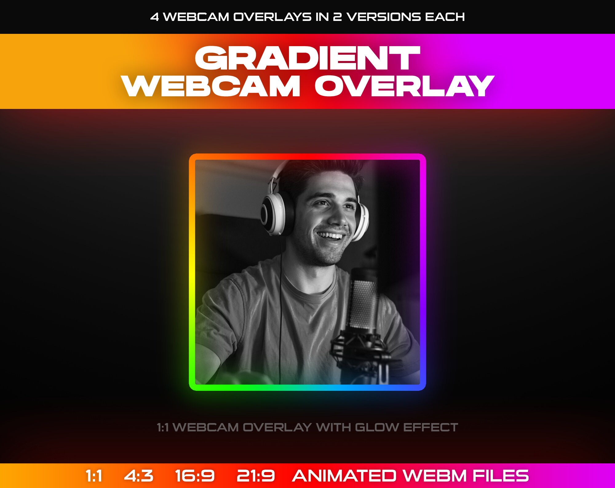 Animated Gradient Twitch Stream Webcam Overlay | 4x Pride Rainbow RGB ...