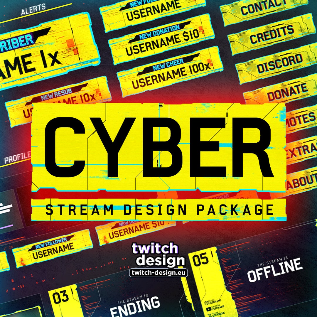 Animated Cyber Twitch Overlay Package for Streamers | Future Glitch Sci ...