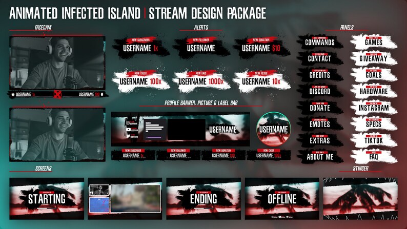 Animated Infected Island Twitch Overlay Package for Streamers Dark Dead ...