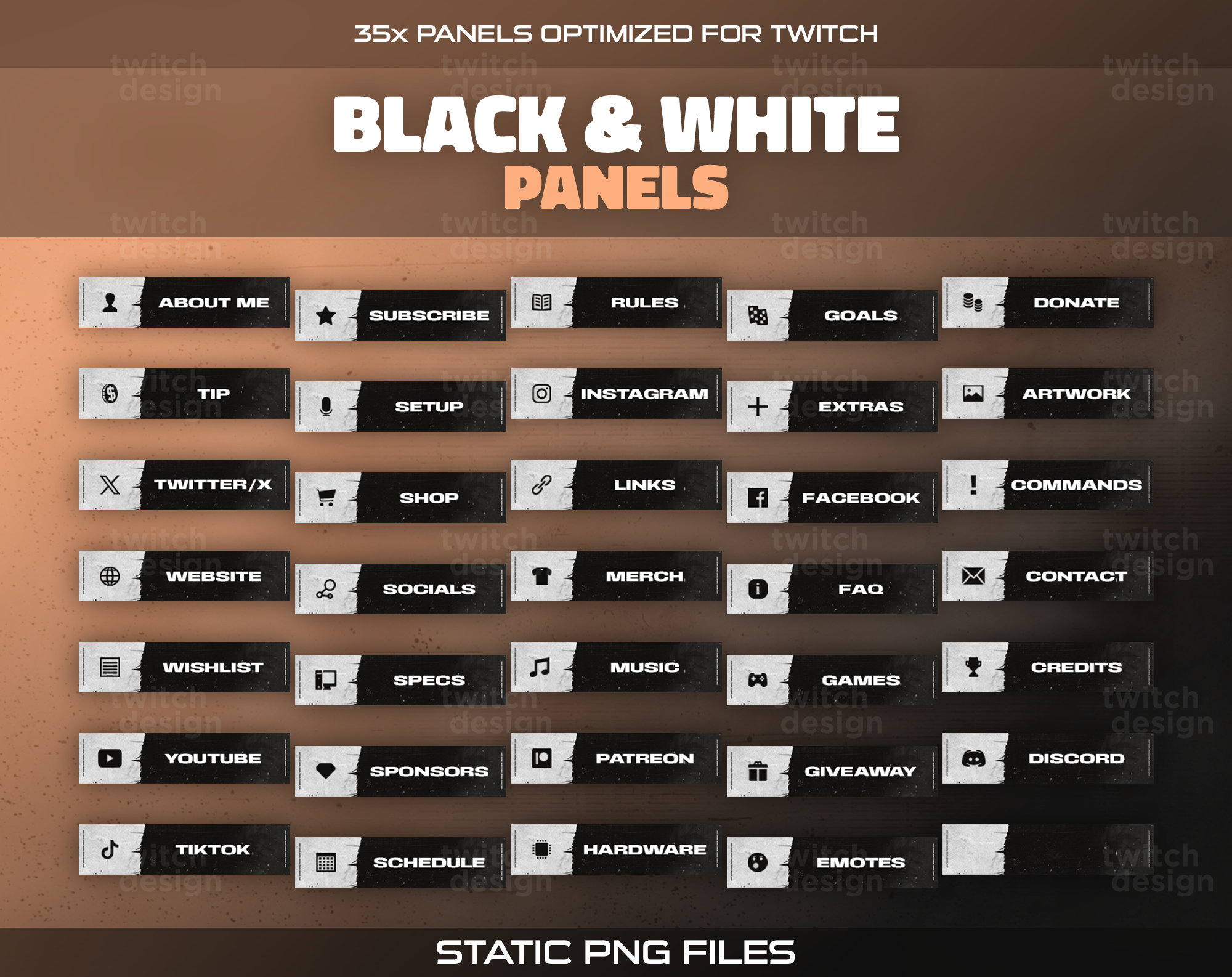 Animated Black & White Twitch Overlay Package for Streamers | Dark ...