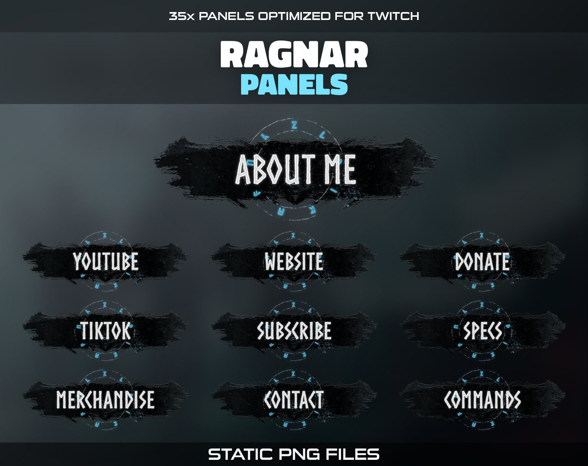 Ragnar Twitch Panels | 35x Dark Vikings God Rune Stream Panels for Your ...