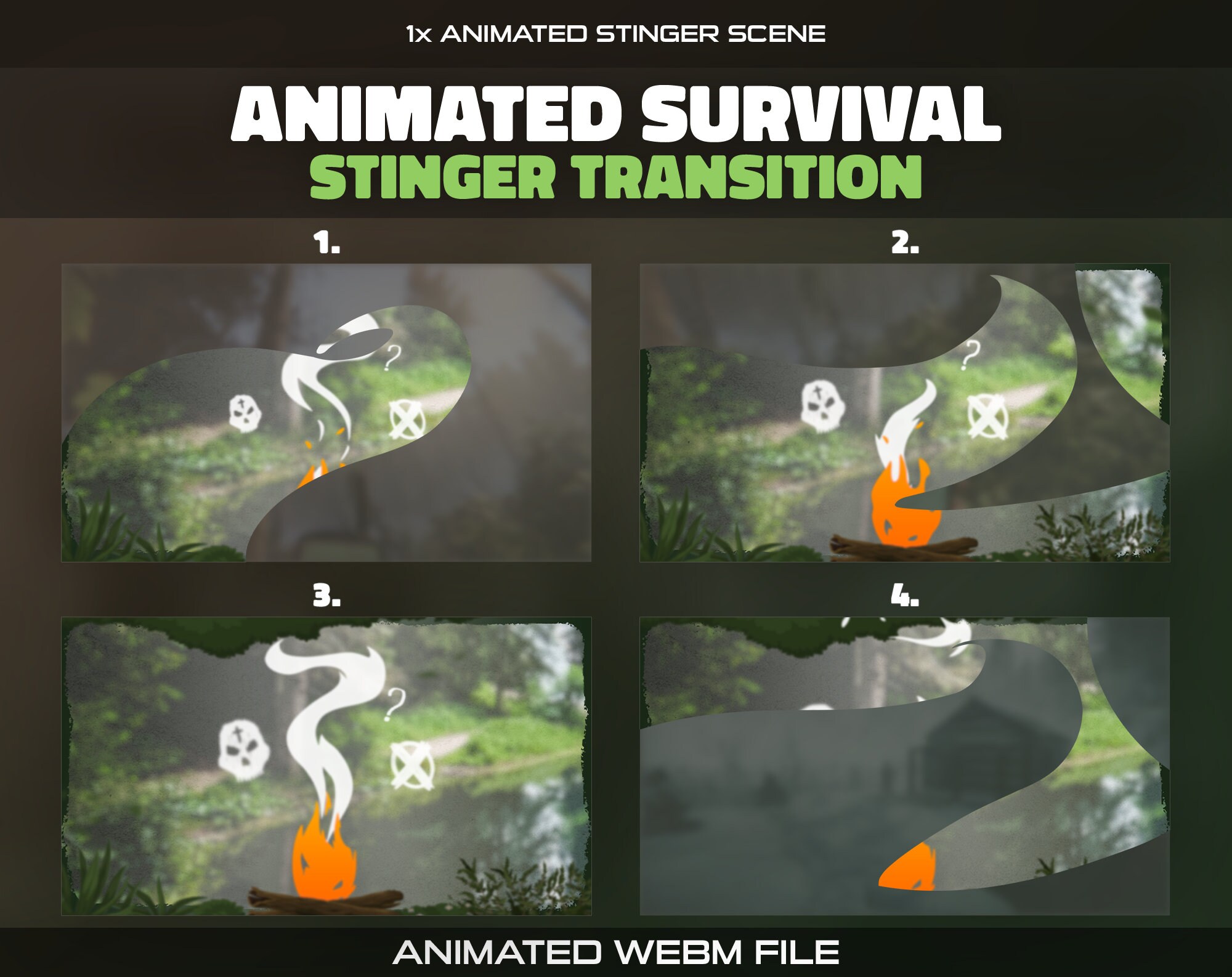 Animated Survival Twitch Overlay Package for Streamers | Forest Nature ...