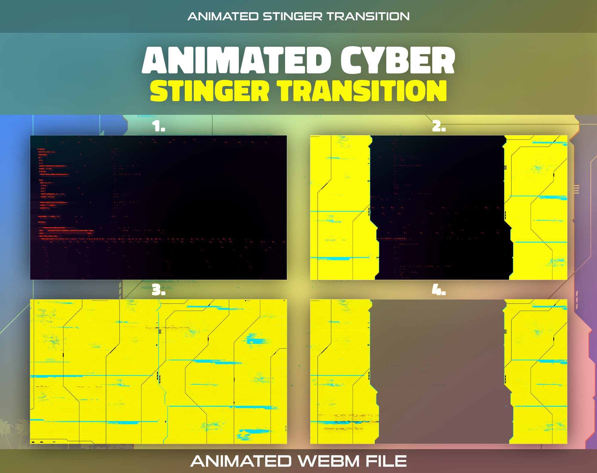 Animated Cyber Twitch Overlay Package for Streamers Future Glitch Sci ...