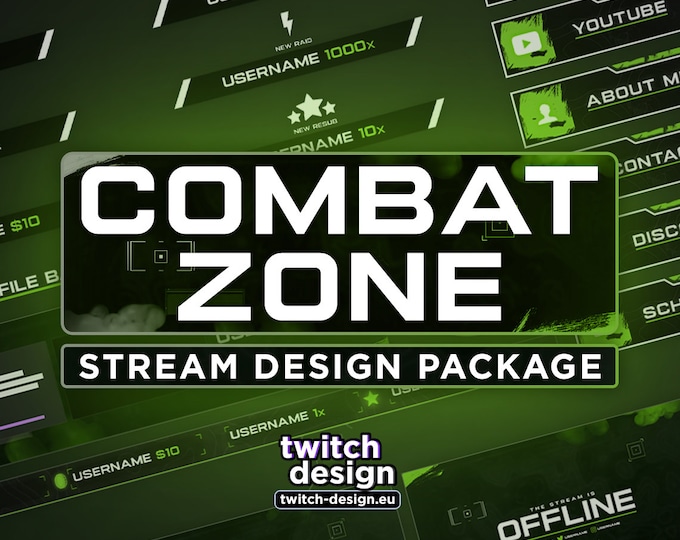 Animated Combat Zone Twitch Overlay Package for Streamers | Modern ...