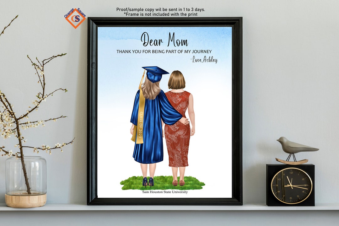 PERSONALISED GRADUATION PRINT Gift-custom Graduate Girl With Mom ...