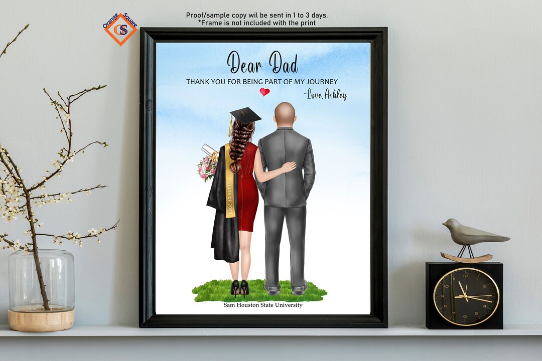 GRADUATION GIFT for Dad-graduate Son and Dad Custom Portrait-thank You ...