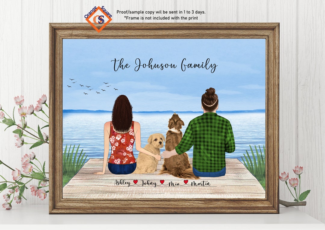 Family Portrait, Dog Family Print, Pet Family Portrait, Family With Pet ...