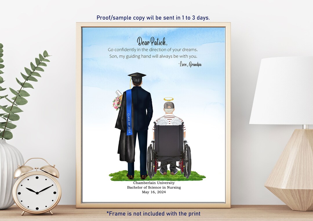 Graduate With Father on Wheelchair Print Gift,graduation Frame With ...