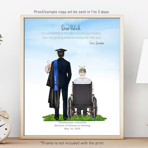 Graduate With Father on Wheelchair Print Gift,graduation Frame With ...
