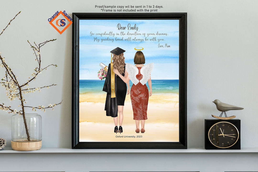 Graduation in Heaven-graduation MEMORIAL PRINT Gift-mother Remembrance ...