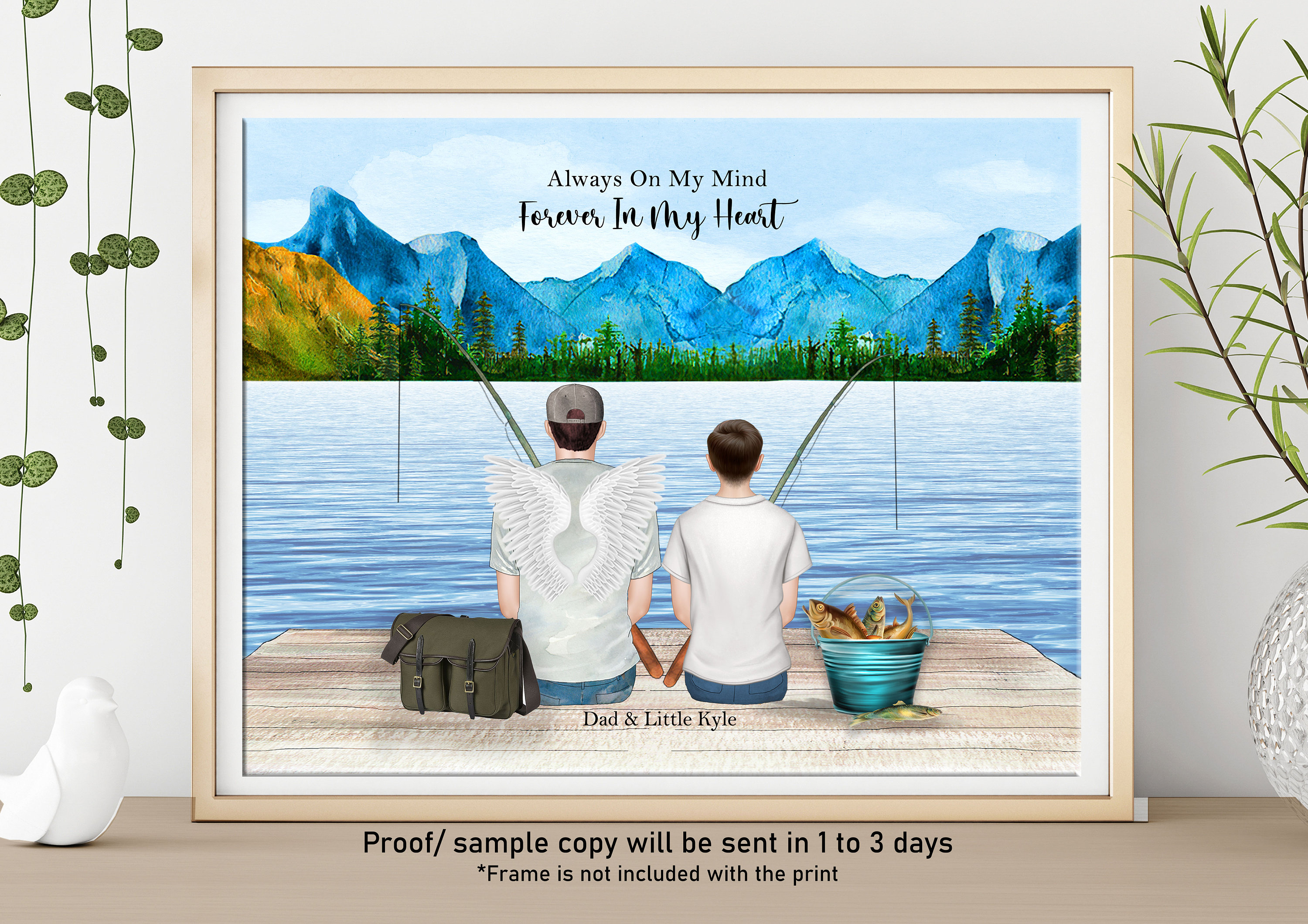 Father Memorial, Father's Day Gift for Dad Fishing, Personalized Dad ...
