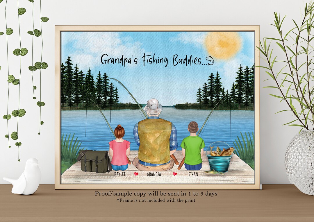 Grandpa Birthday Gift, Fishing Grandpa, Granddad Fishing With Kids ...