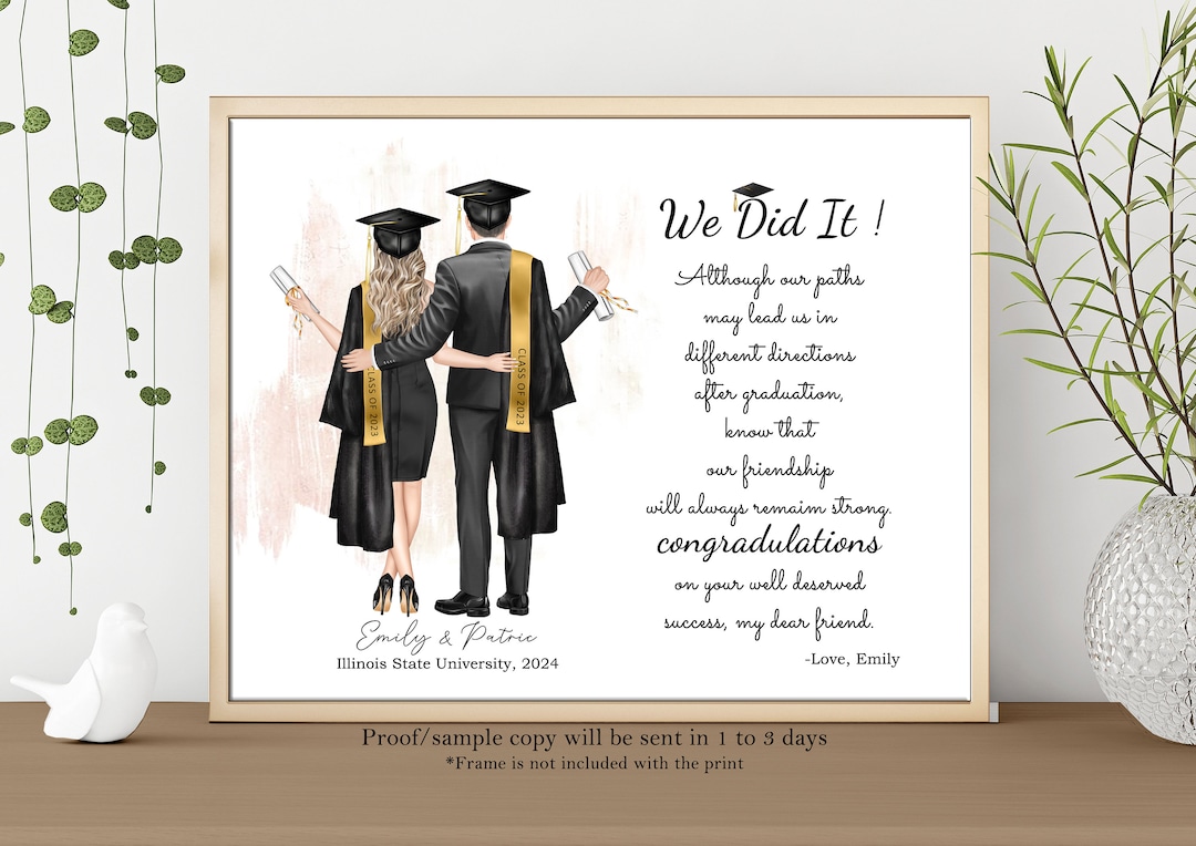 Personalized Best Friend Graduation Gift, Graduation Portrait With ...
