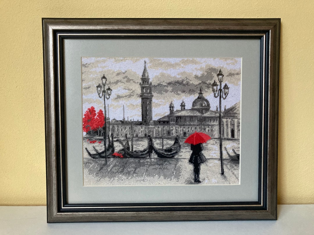 Black and White Finished Needlepoint of Venice | Gobelin Tapestry | DMC ...