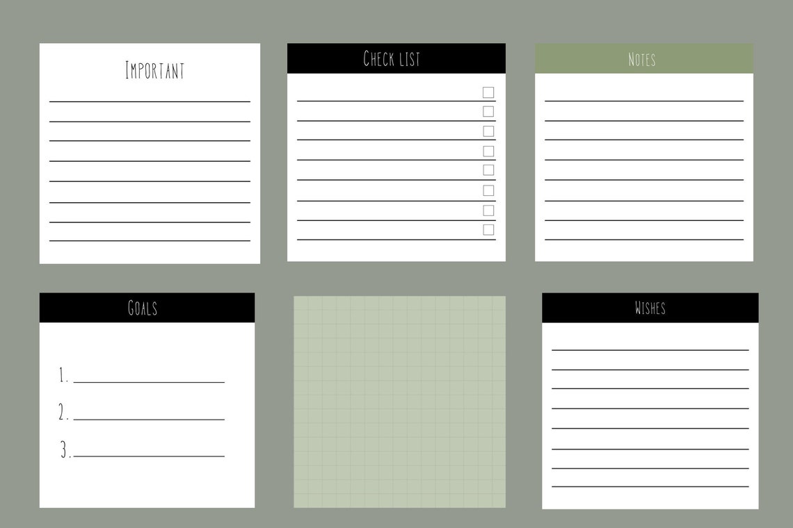 Digital/printable Sticky Notes Minimalistic With Cute Stickers - Etsy