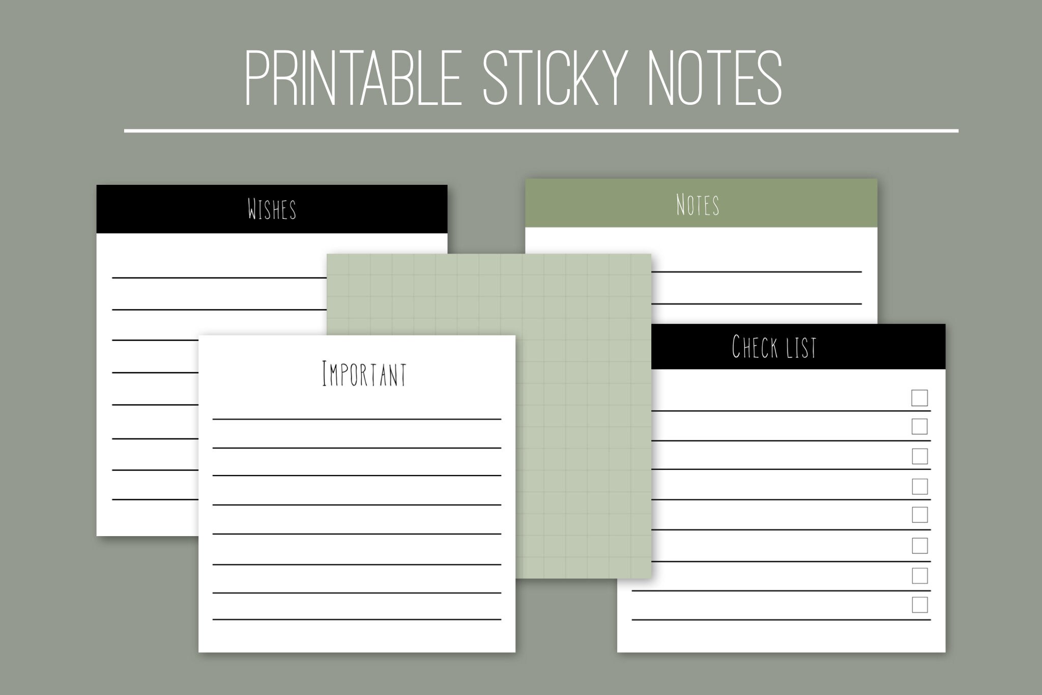 Digital/printable Sticky Notes Minimalistic With Cute Stickers - Etsy