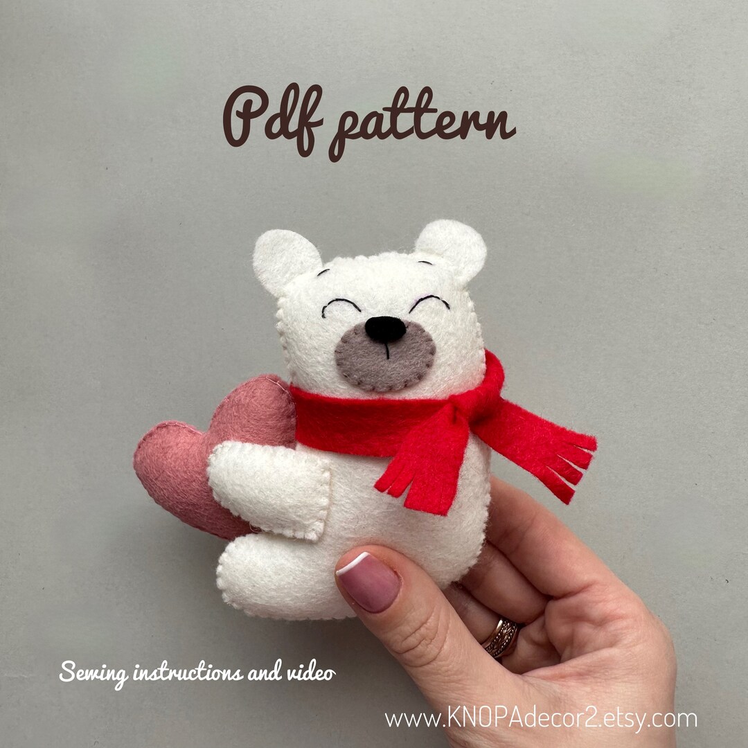 Bear With Heart Pdf Pattern Valentine’s Day Ornament Handmade Gift for ...