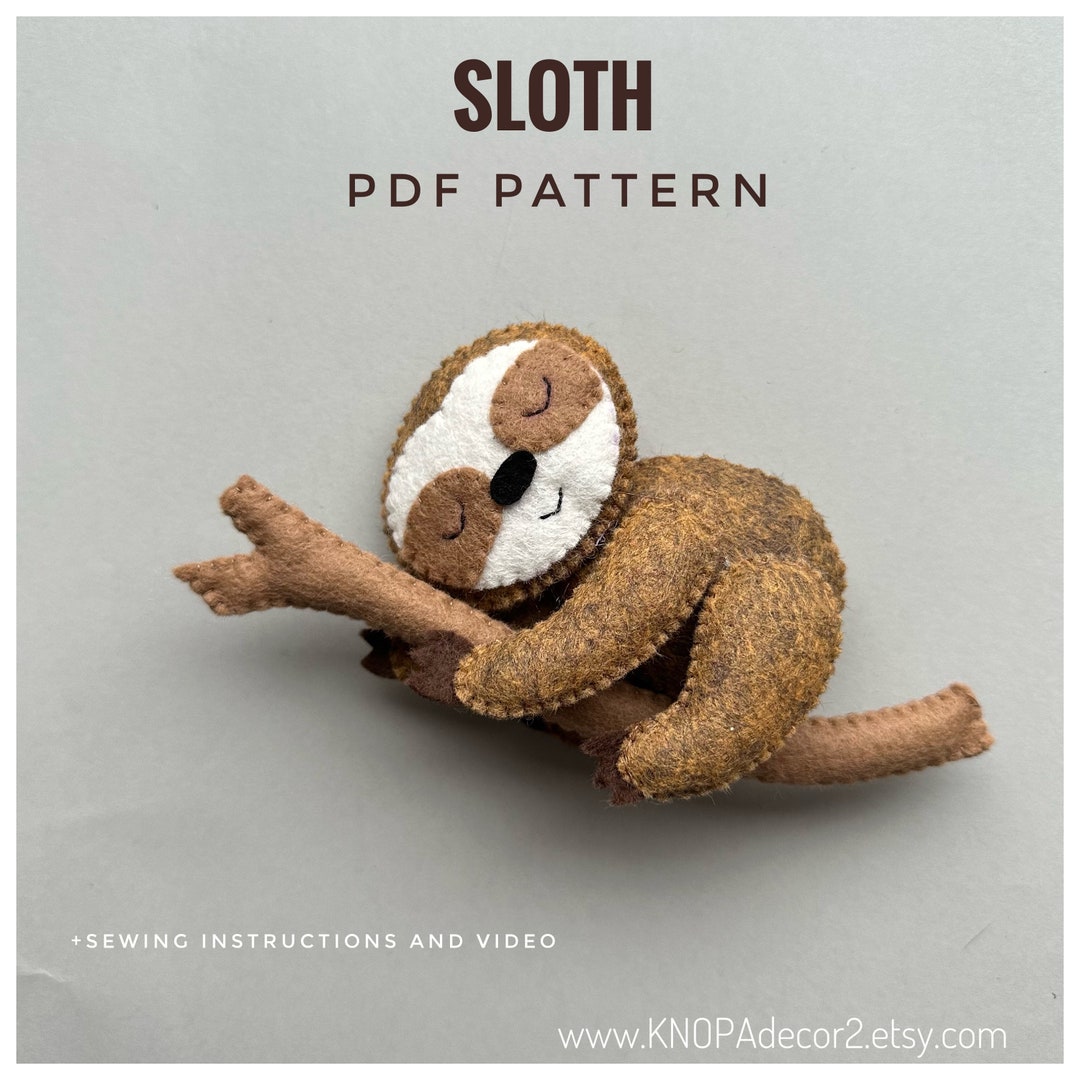 Sloth Plush Pdf Pattern Felt Animals Sloth Ornament Cute Plushie ...
