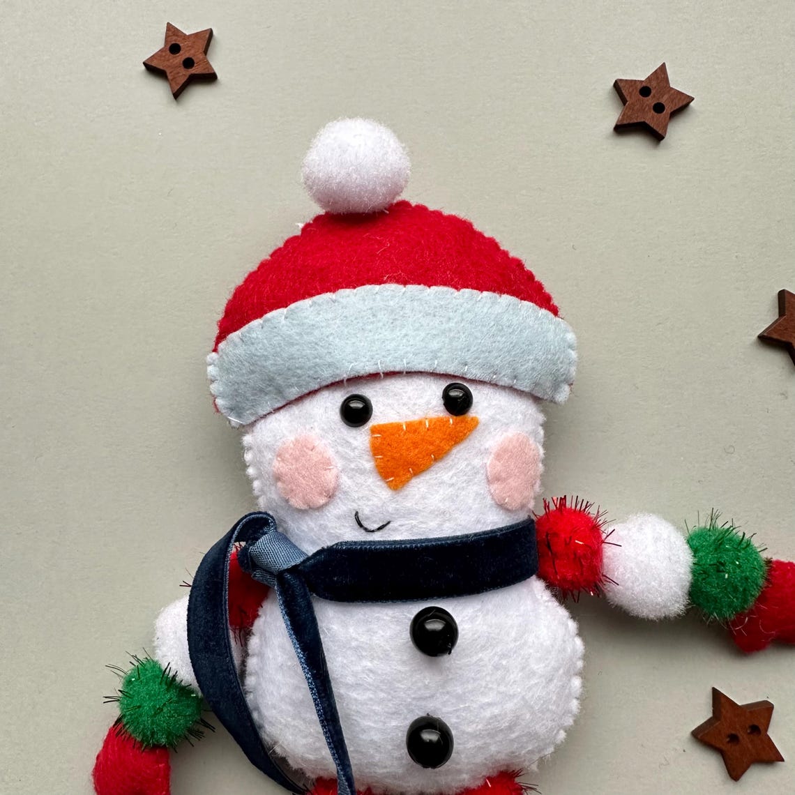 Snowman Felt Sewing Pattern Pdf Diy Christmas Ornament Soft Toy ...