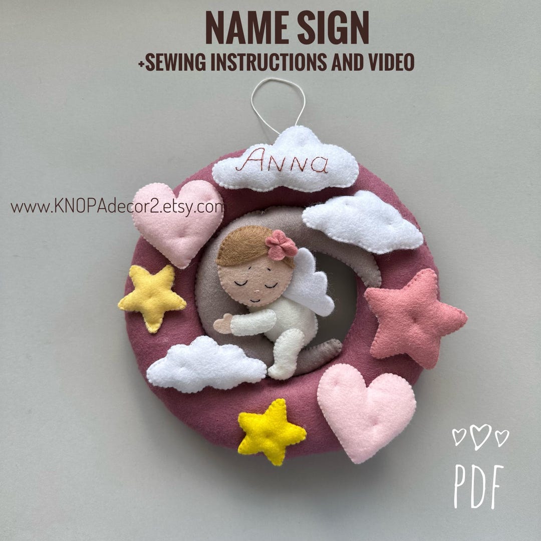 Angel Baby Nursery Name Sign Pdf Pattern Cute Handmade Newborn Name ...