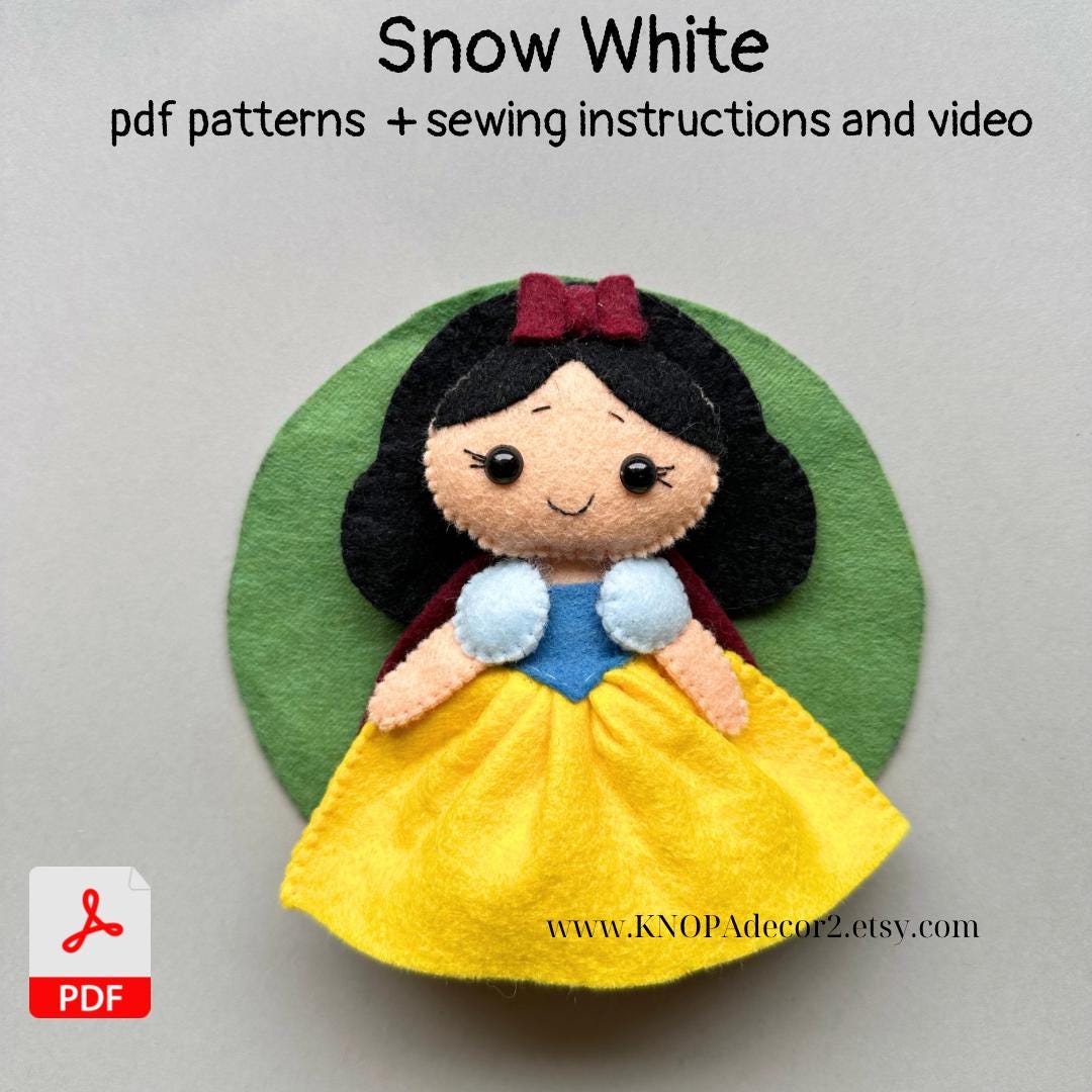 Snow White Pdf Plush Pattern Felt Doll Princess Funny Girl Ornament ...