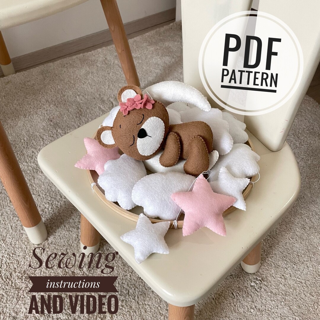 Bear Plush Pdf Pattern Woodland Animals Felt Sewing Baby Ornament Felt ...