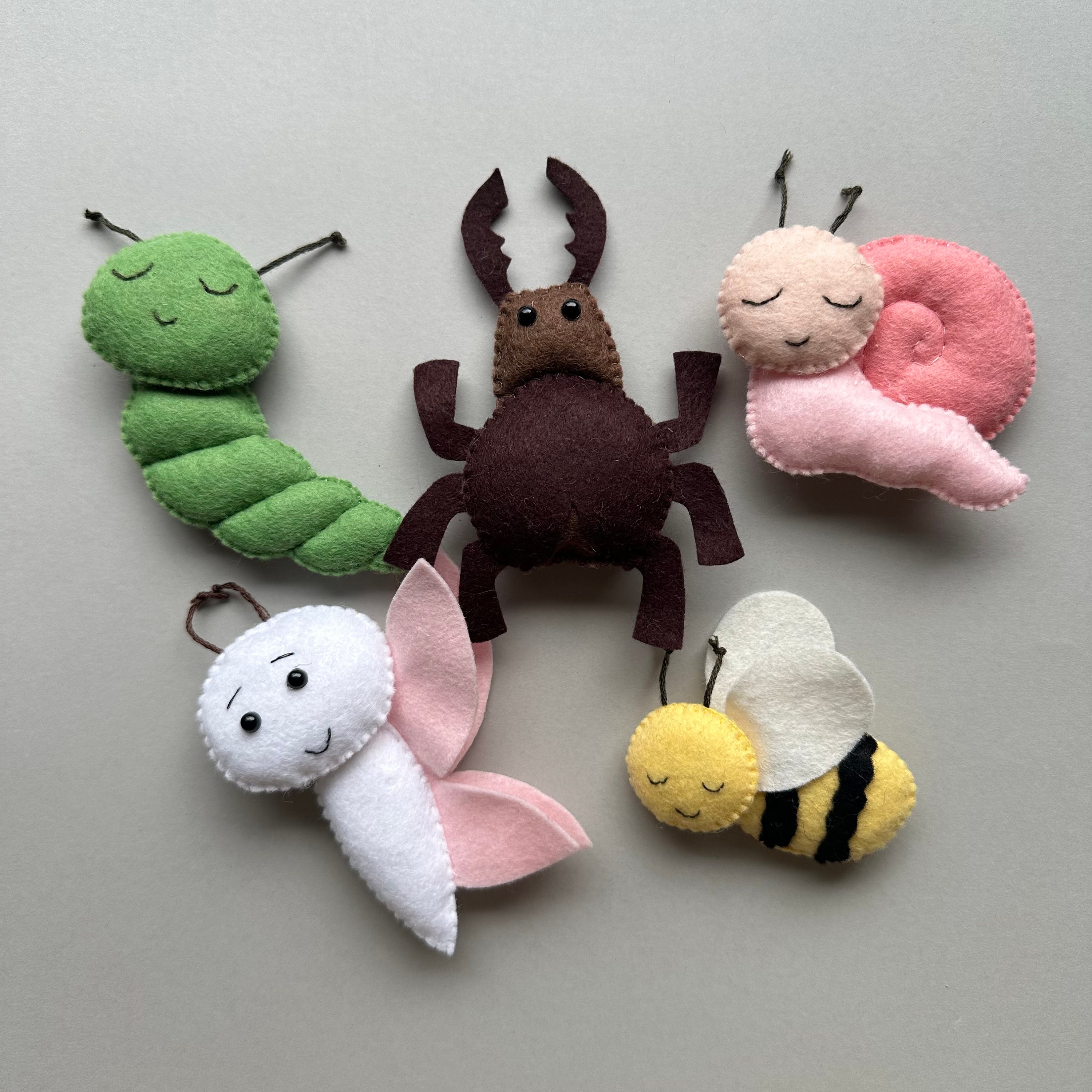 Set of 5 Pdf Pattern Insects Ornament Felt Garden Animals Plushie ...
