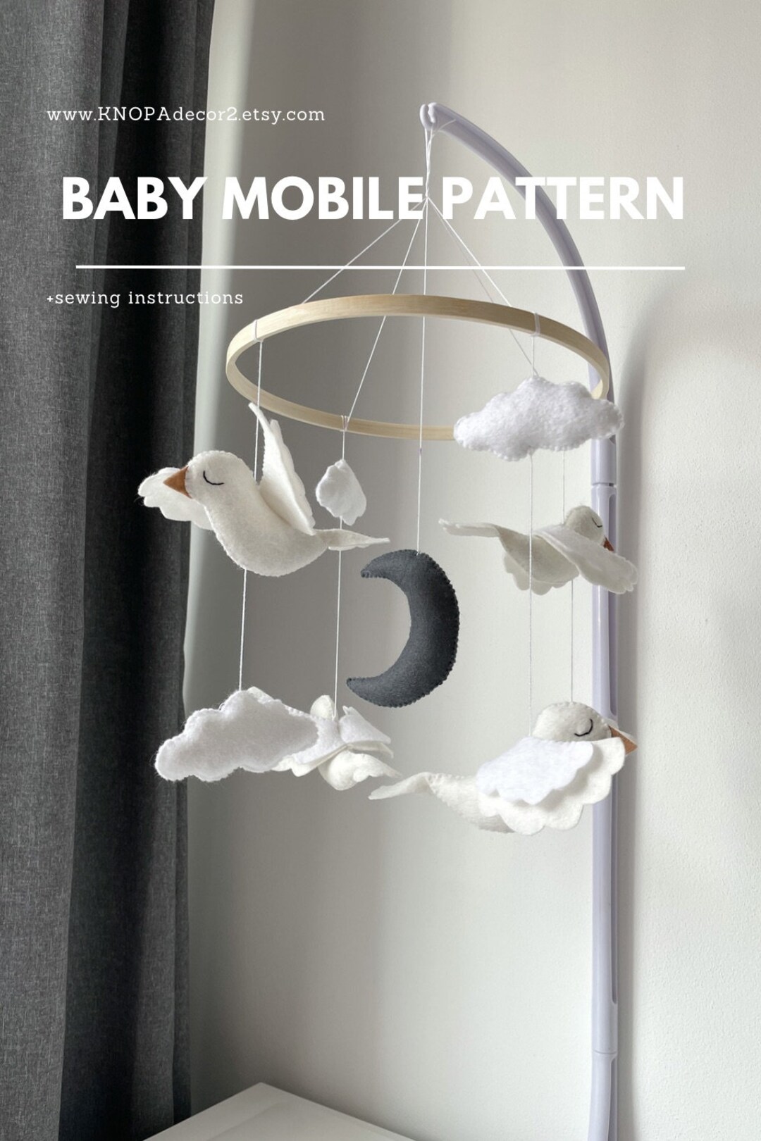 Birds Baby Mobile Pattern Felt Animals Plush Pattern Crib Mobile Pdf ...