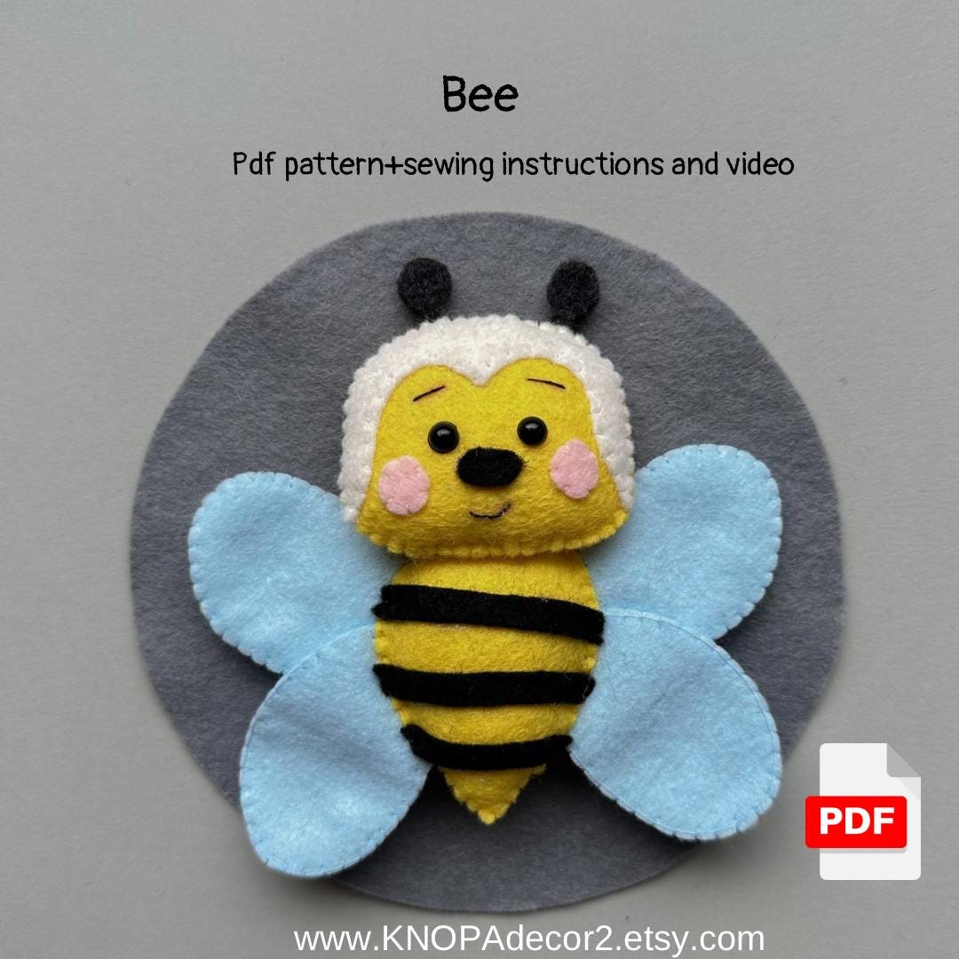 Cute Bee Plush Pdf Pattern Felt Sewing Animals Handmade Insect Bee Toy ...
