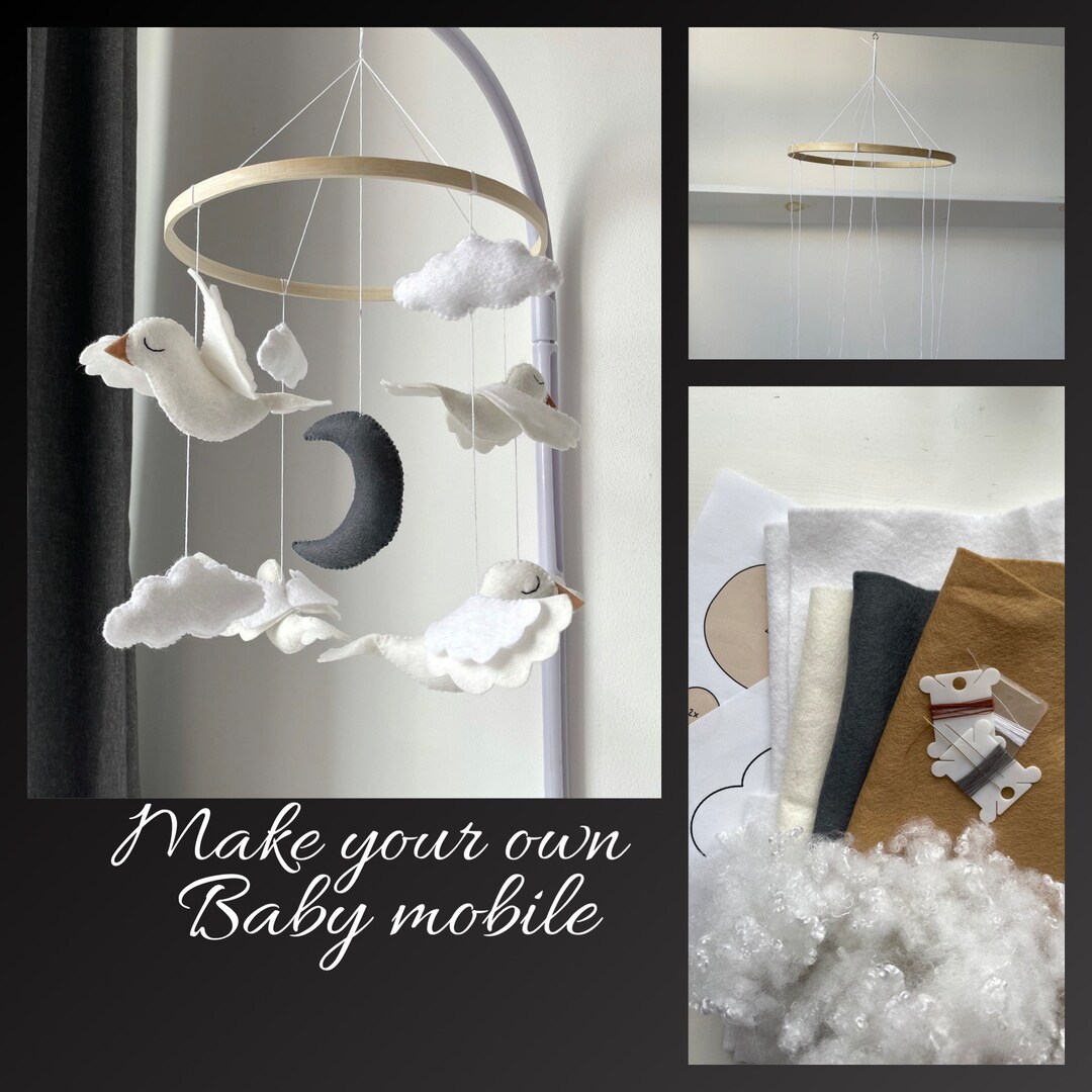 Make Your Own Baby Mobile Birds Ornament Diy Kit Crib Mobile Felt ...