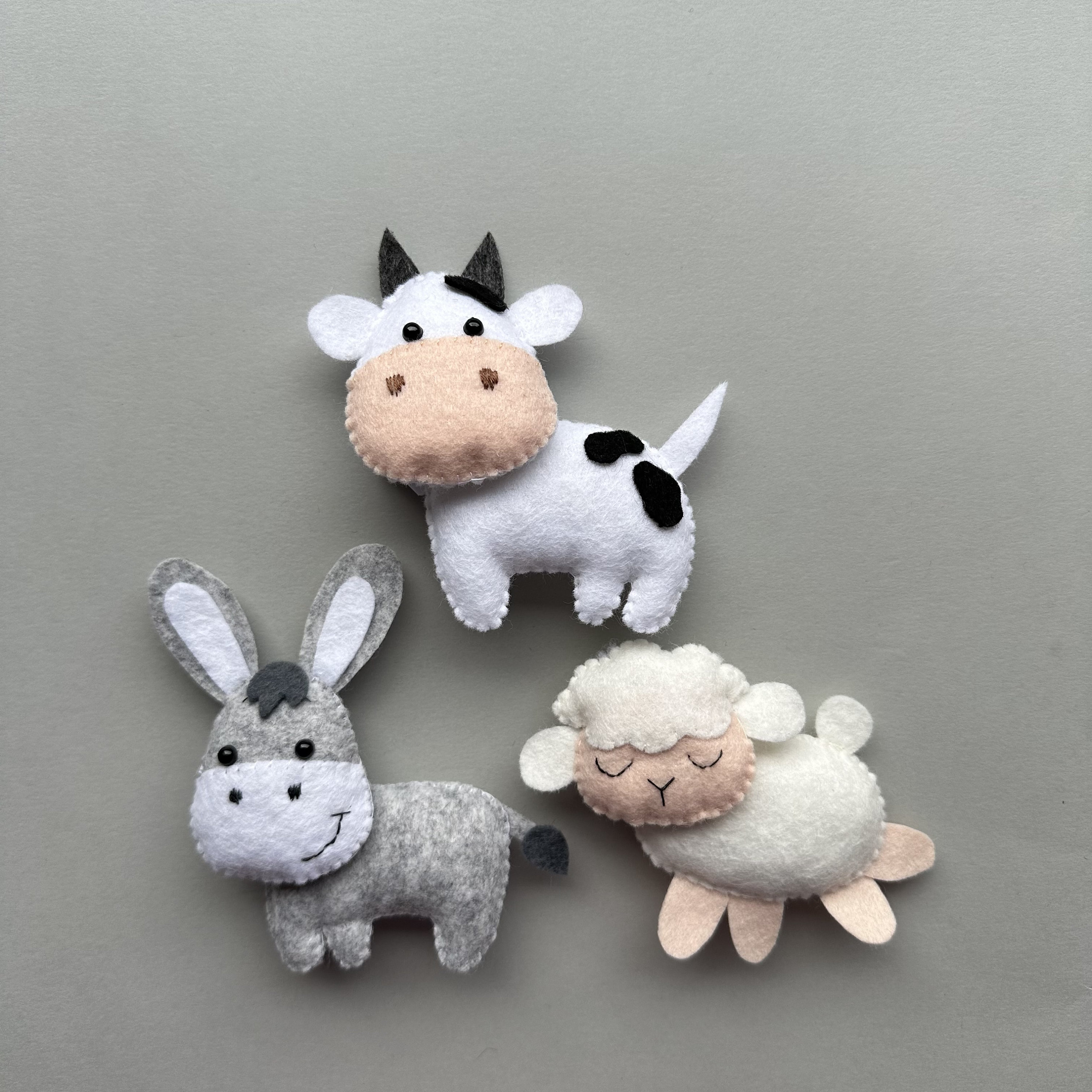 Set of 4 Pdf Pattern Felt Farm Animals Plush Pattern Cow - Etsy