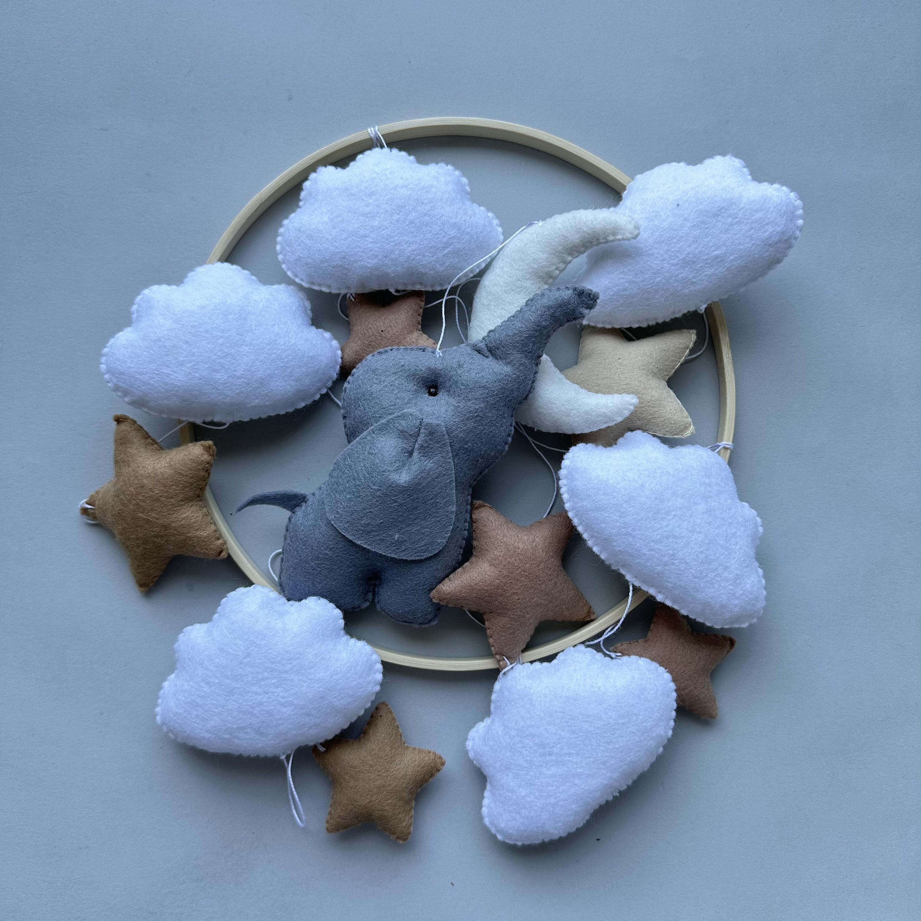 Set of 4 Pdf Felt Baby Mobile Pattern Plush Elephant Ornament Kawaii ...