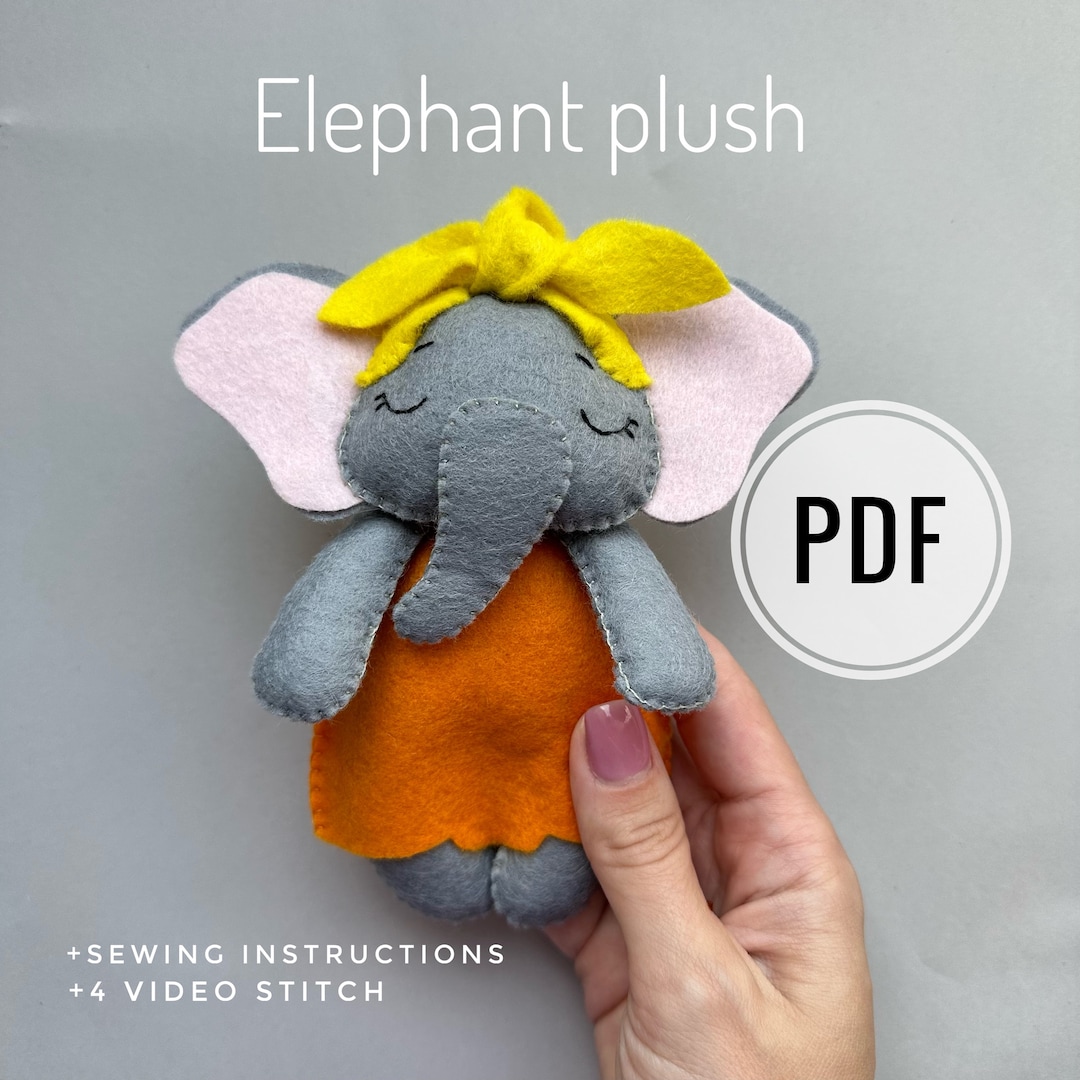Elephant Plush Pdf Pattern Felt Animals Elephant Ornament Cute - Etsy