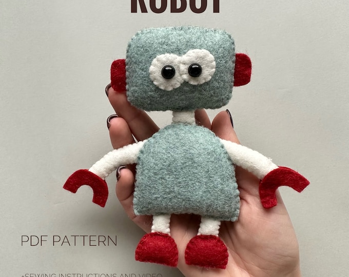 Robot Plush Pdf Pattern Felt Sewing Toy Robot Baby Boy Ornament How to ...