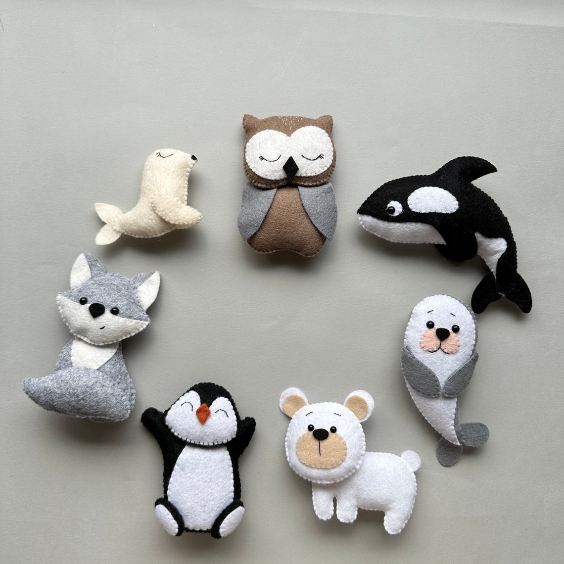 Set of 7 Pdf Pattern Polar Animals Funny Ornament Bear Plush Pattern ...
