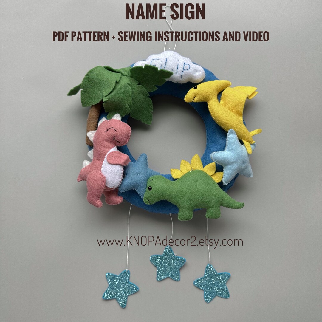 Dinosaurs Name Sign Pdf Pattern Cute Handmade Newborn Name Plate ...