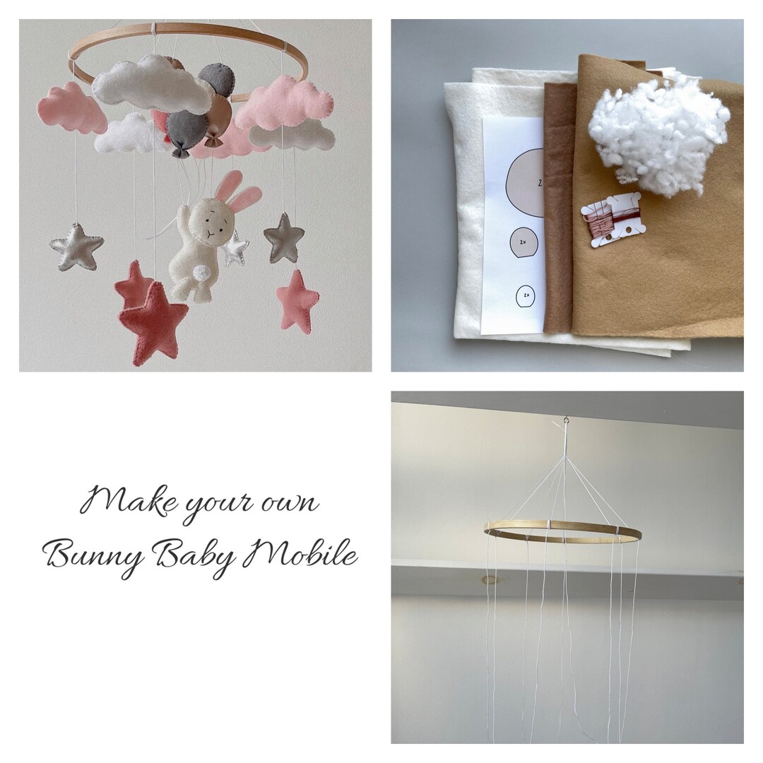 Make Your Own Bunny Baby Mobile Nursery Bunny Plush Woodland Animal ...
