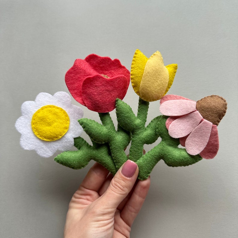 Set of 4 Pdf Pattern Felt Flowers Decor Plush Pattern Felt Cute ...