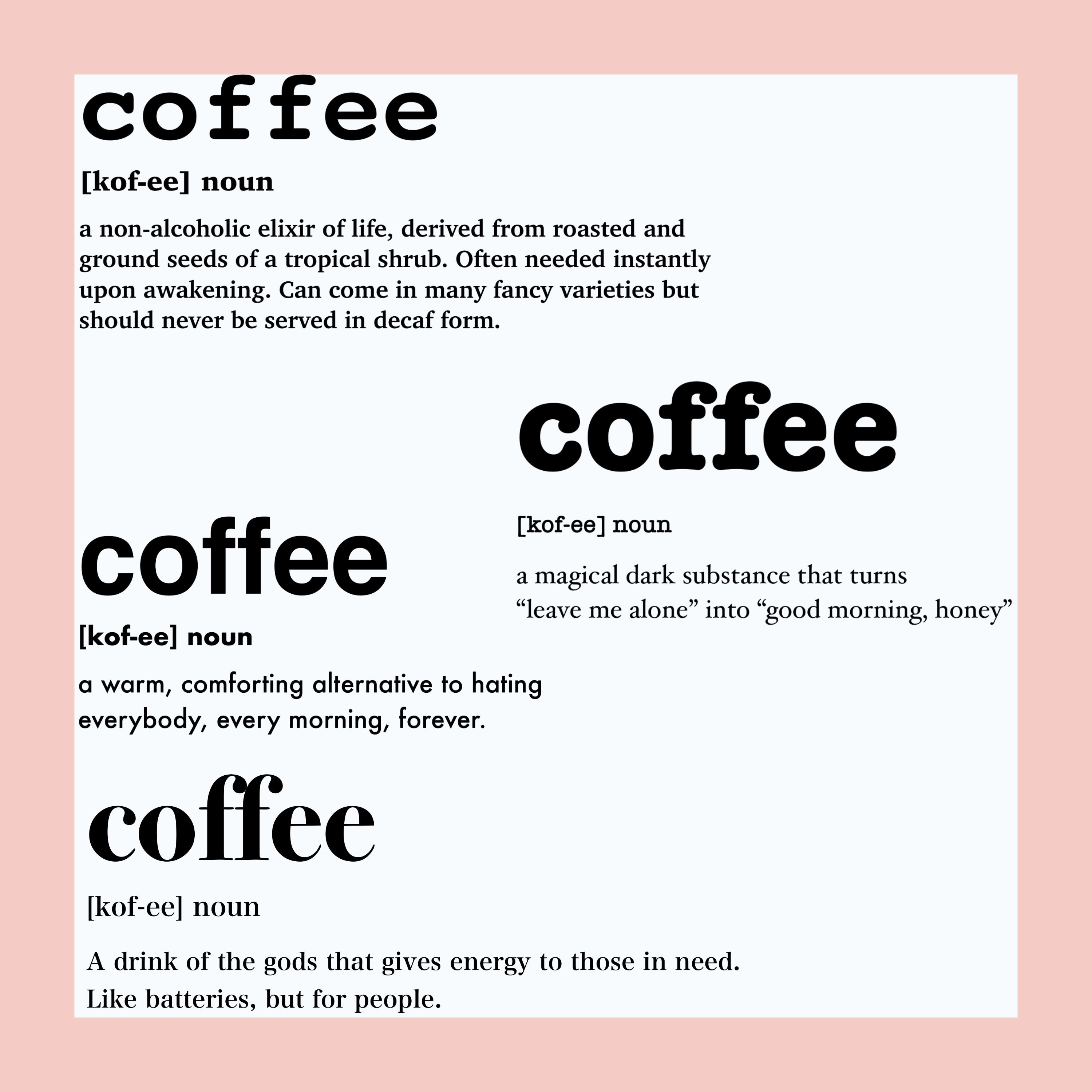Coffee Definition SVG Digital Cutting File Quote Vector, Bundle of Four ...