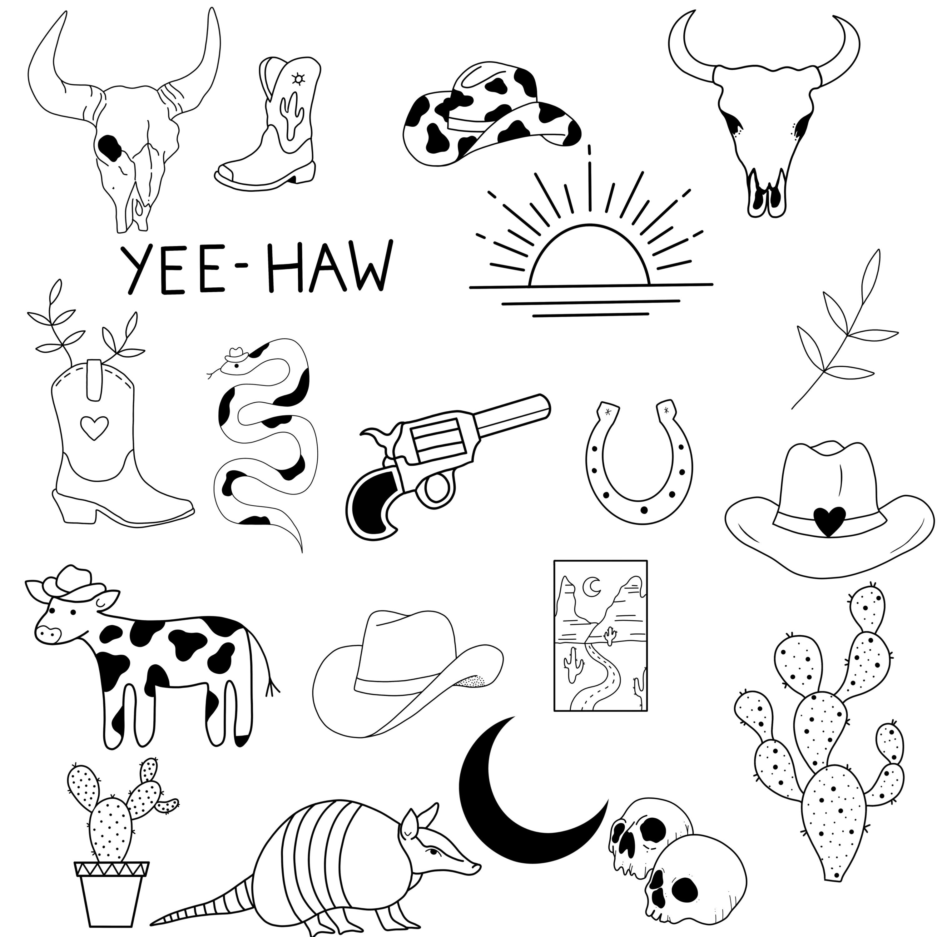 Western Cowboy Doodles Procreate Stamp / Brush Set Bundle / 20 - Etsy