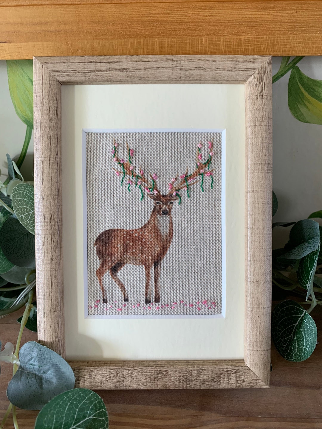 Stag Small Embroidered Fabric Picture - Etsy